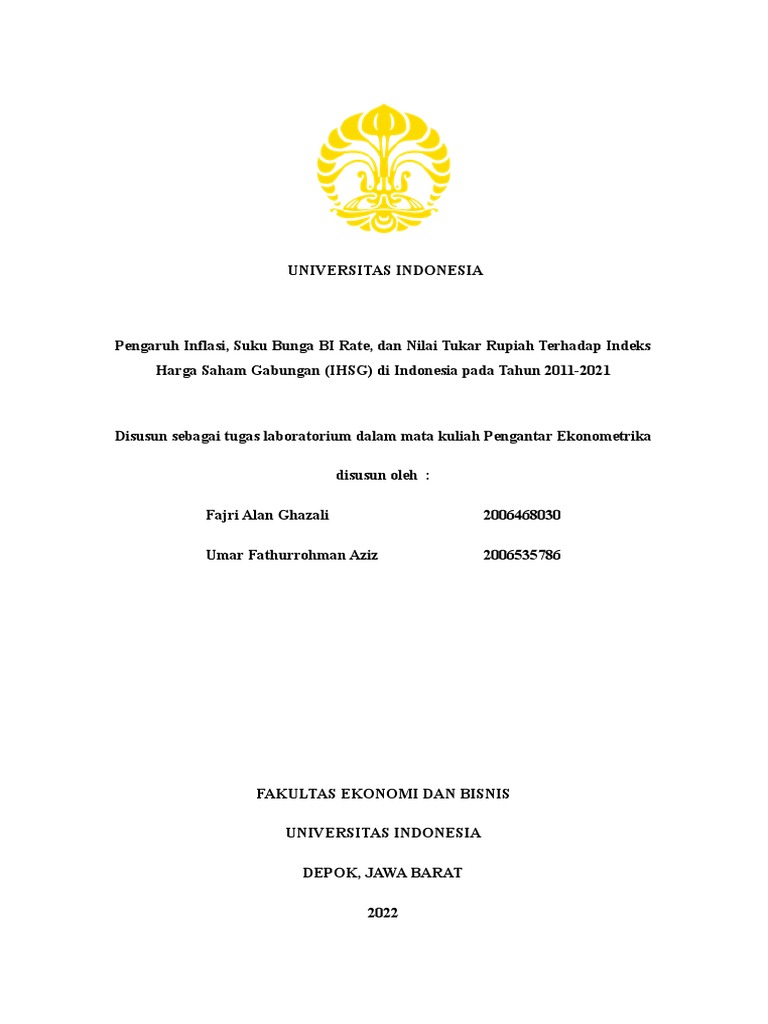Pengaruh Inflasi, Suku Bunga BI Rate, Dan Nilai Tukar Rupiah Terhadap Indeks Harga Saham ...