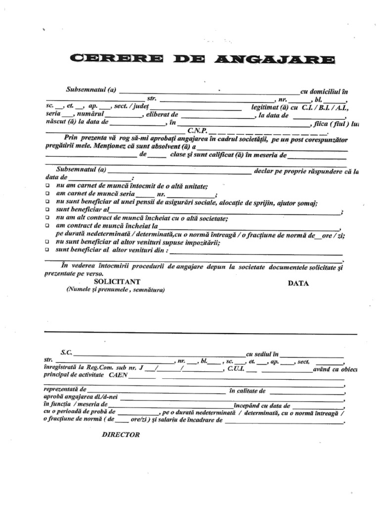 Cerere de Angajare | PDF