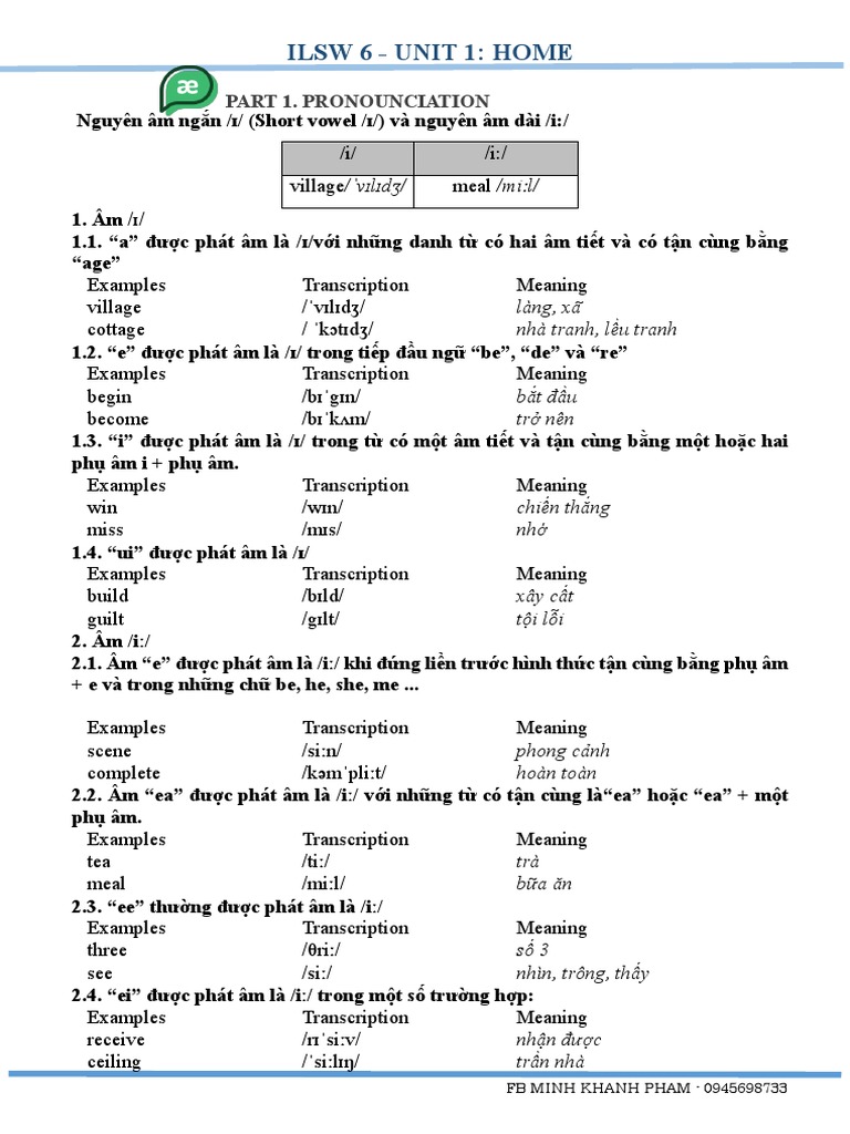 ILSW6- U1- BÀI TẬP BỔ TRỢ THEO UNIT | PDF