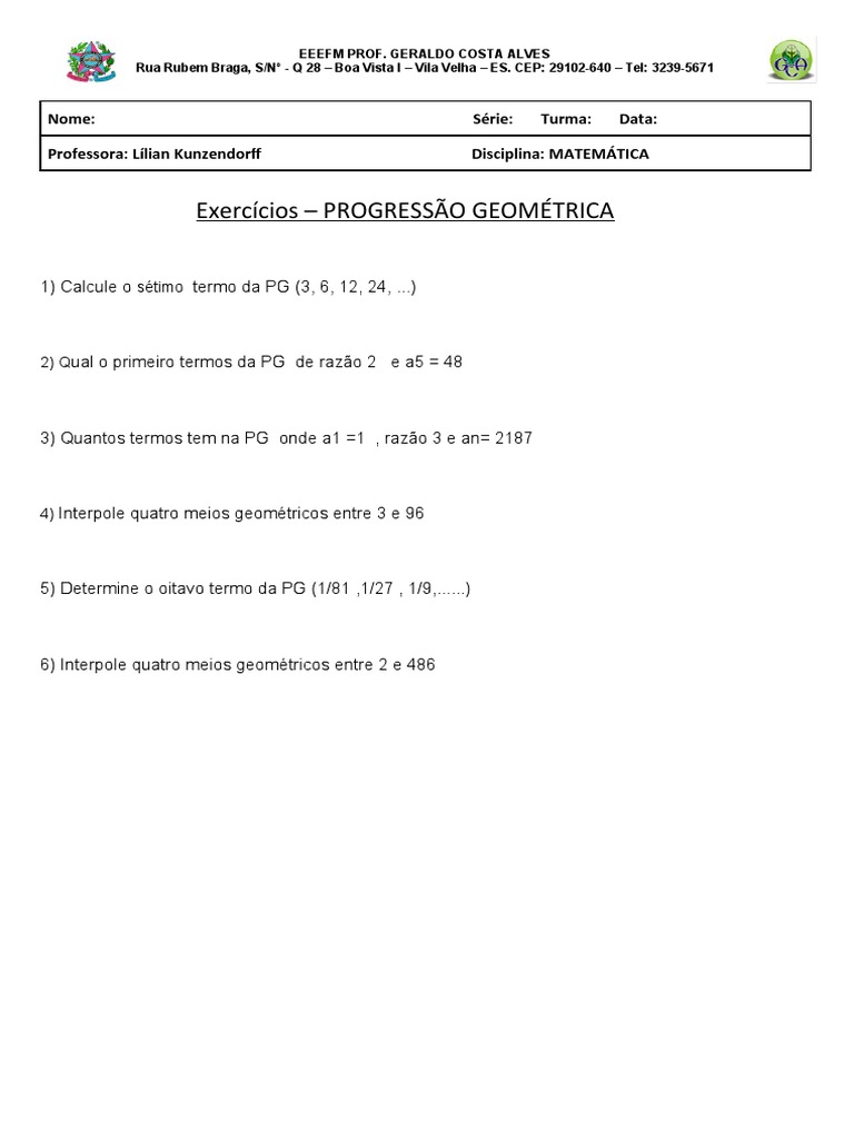 PROGRESSÃO GEOMÉTRICA | PDF