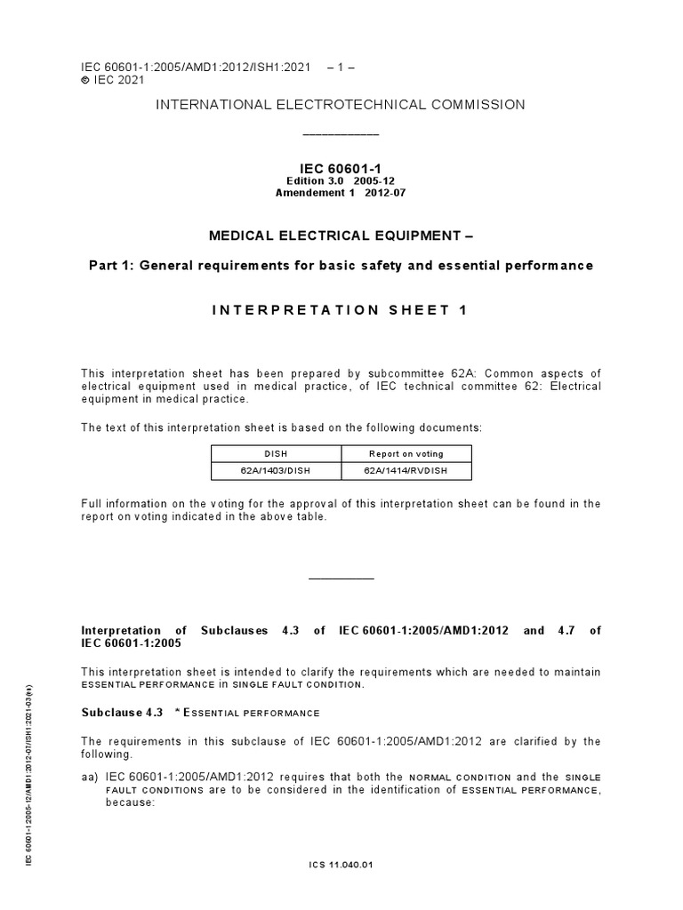 IEC 60601-1: Essential Performance Guide | PDF | Risk Management | Risk