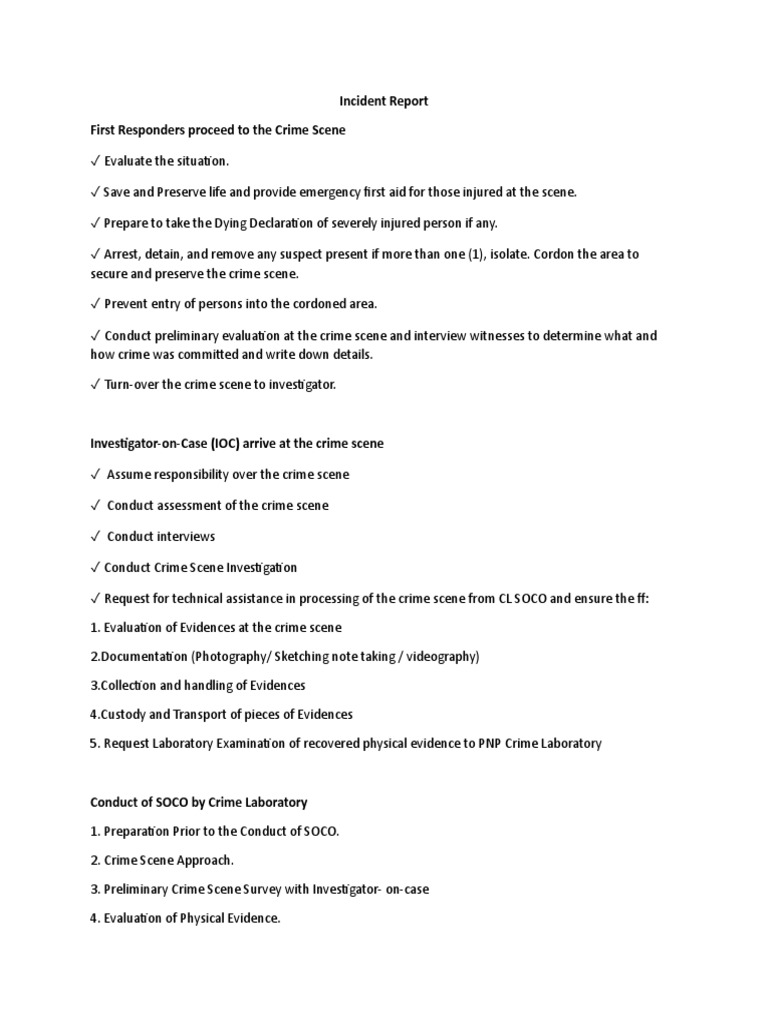 Crime Scene Investigation Flowchart | PDF