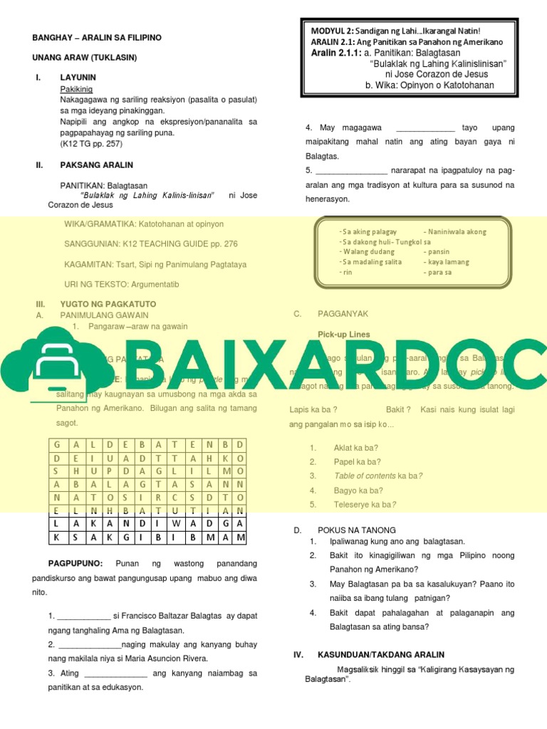 "Bulaklak NG Lahing Kalinis-Linisan" Ni Jose: Banghay - Aralin Sa ...