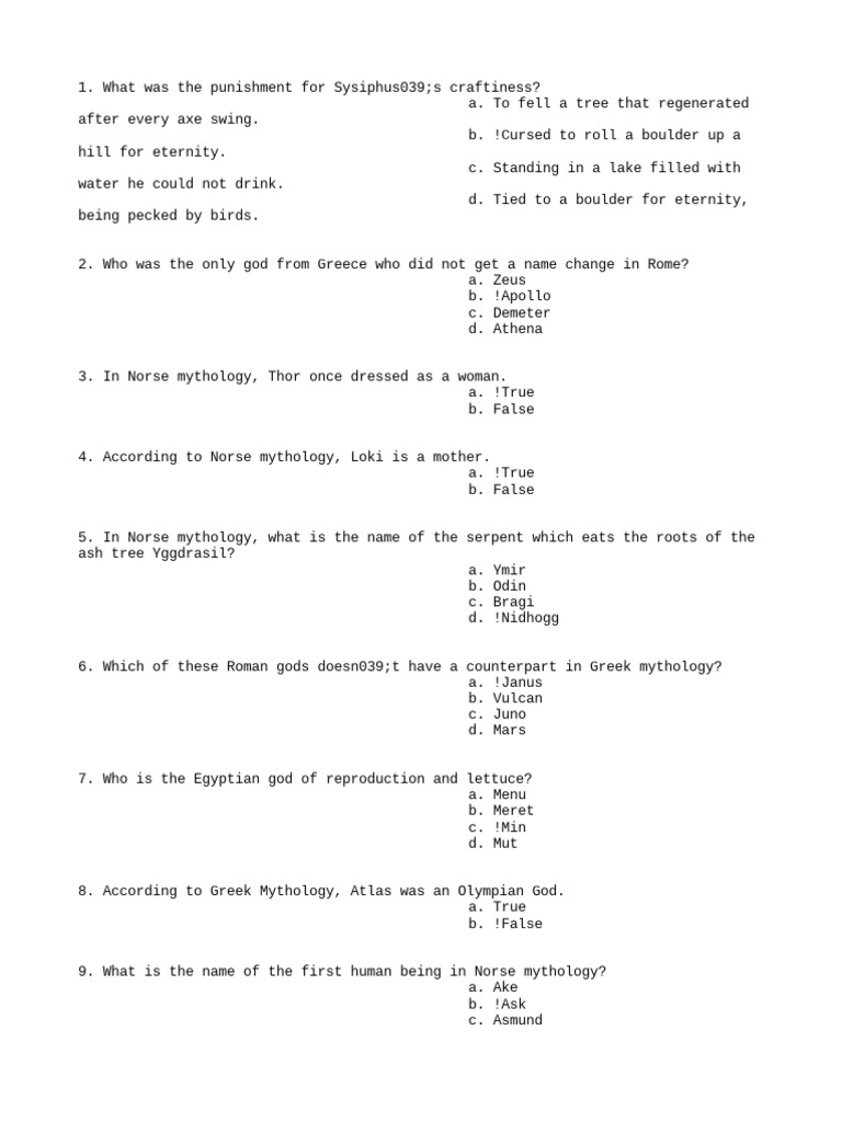 MATH291 Answer Key 3 | PDF | Greek Mythology | Deities