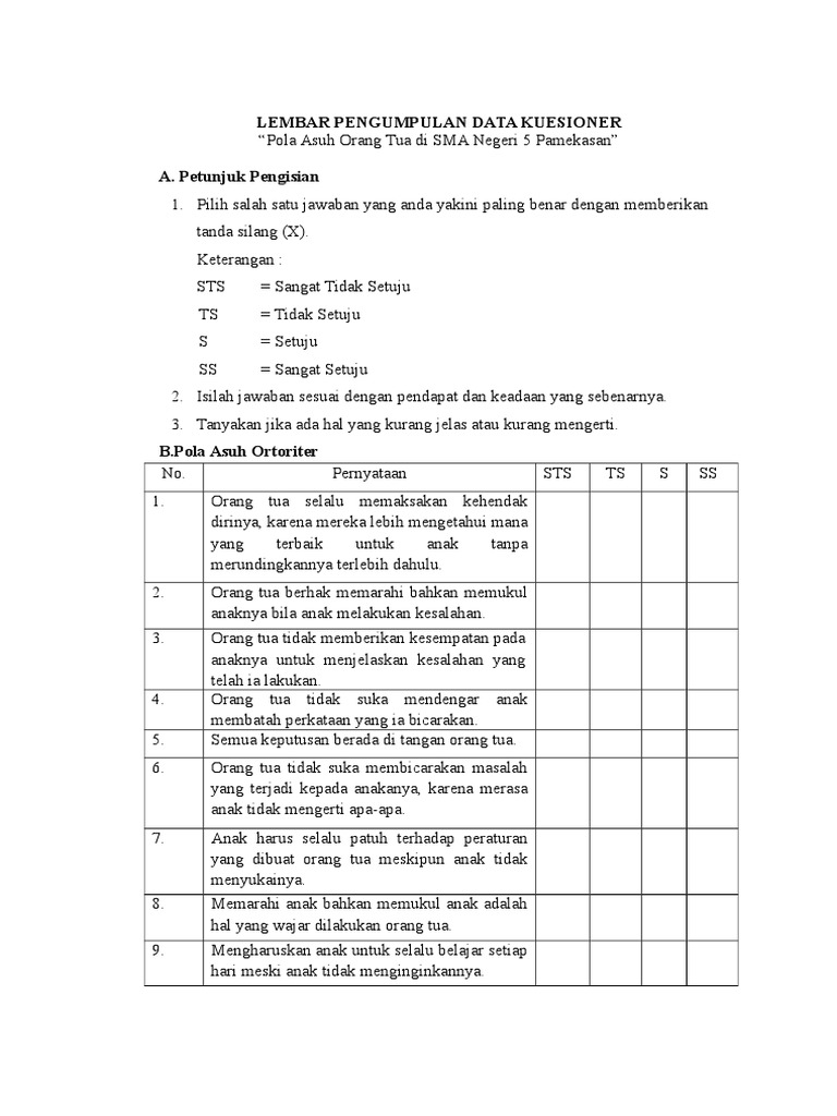 Kuesioner Pola Asuh | PDF