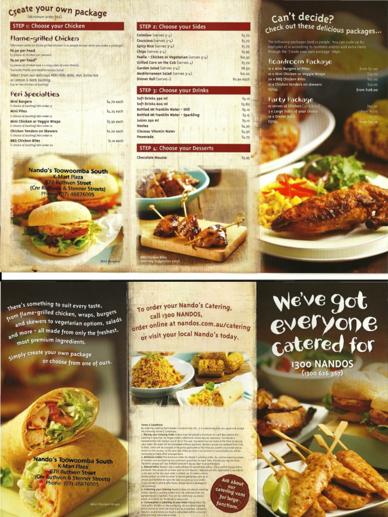Nandos Catering Menu | Food And Drink | Food & Wine