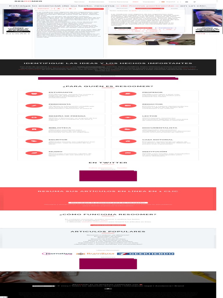 Resoomer Resumidor para Hacer Un Resumen Automático de Texto en Línea | PDF | Sumario abstracto)
