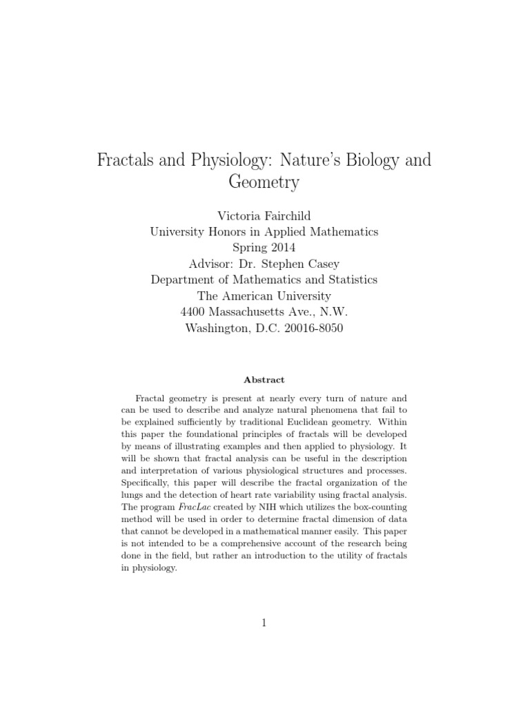 Fractals and Physiology | PDF | Fractal | Mathematics