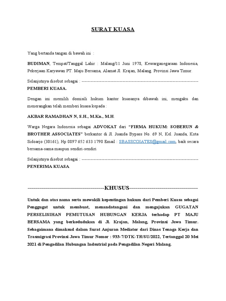 SURAT KUASA | PDF