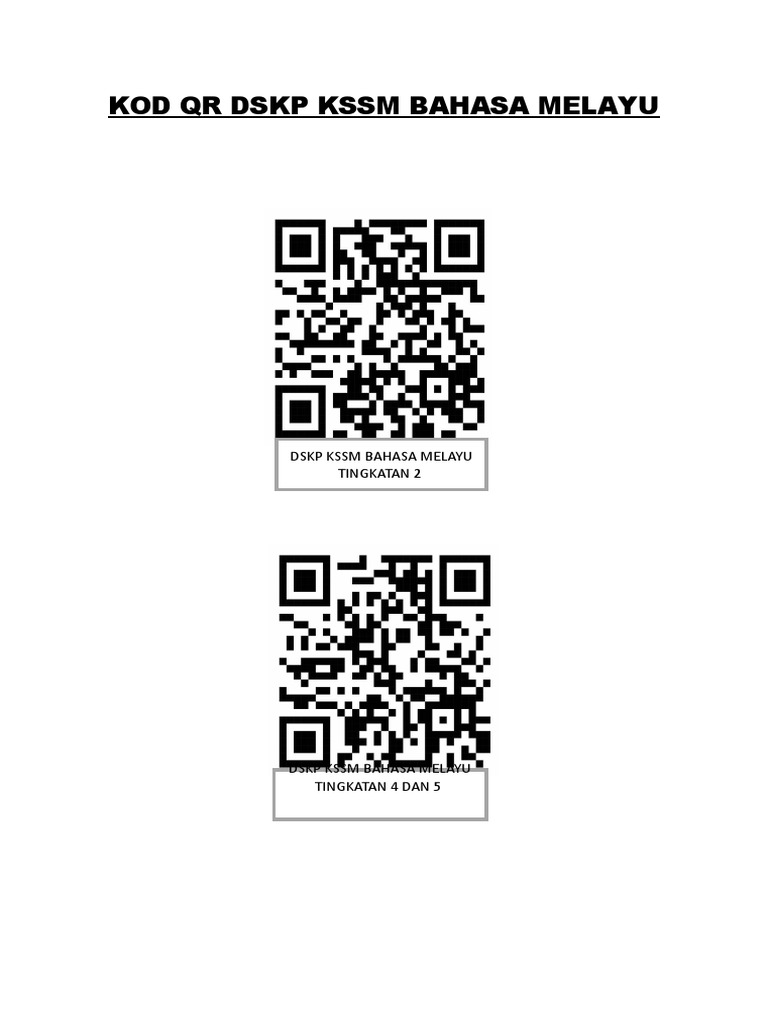 Kod QR DSKP KSSM Bahasa Melayu | PDF
