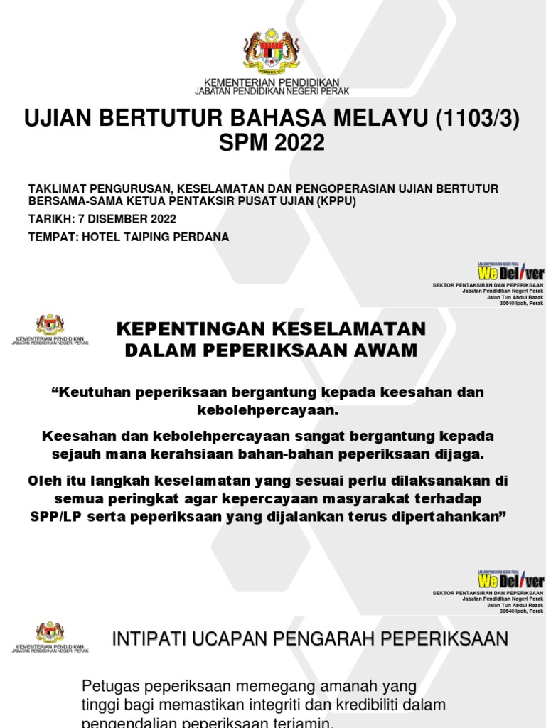 Taklimat Pengoperasian Ujian Bertutur Bahasa Melayu SPM 2023 | PDF