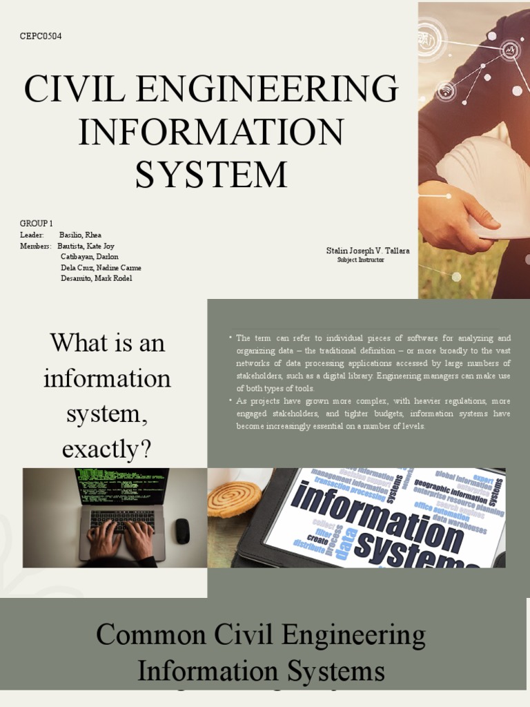 GROUP 1 Civil Engineering Information System | PDF | Information | Data