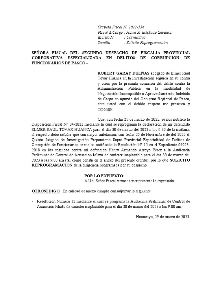 Reprogramación Fiscalía | PDF | Derecho