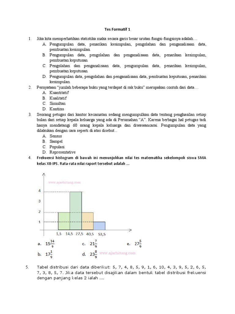 Tes Formatif Statistik Dasar | PDF