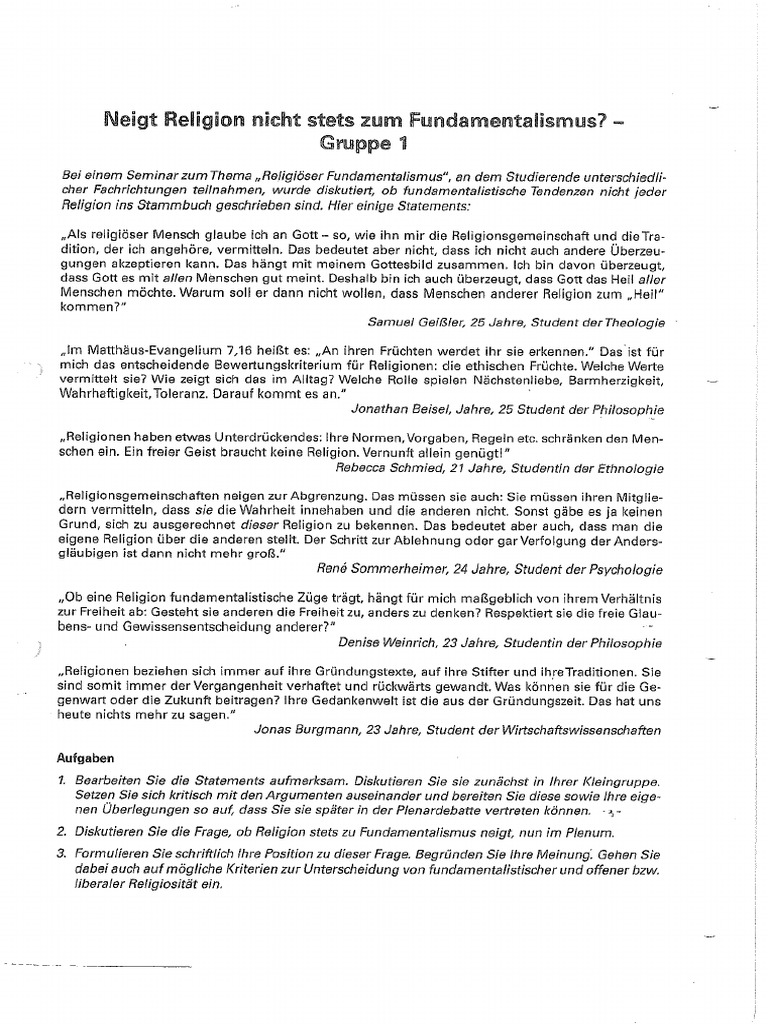 Fundamentalismus - Neigt Religion Zu Fundamentalismus | PDF