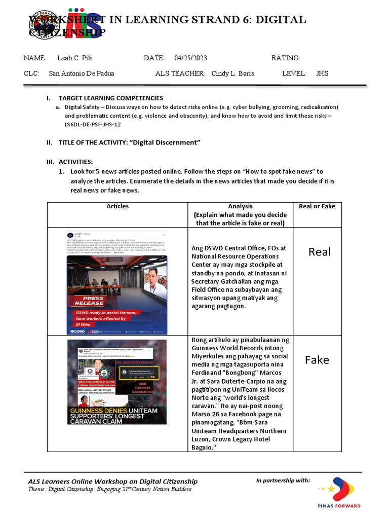 LS6 Digital Discernment Leah | PDF | Social Institutions | Mass Media