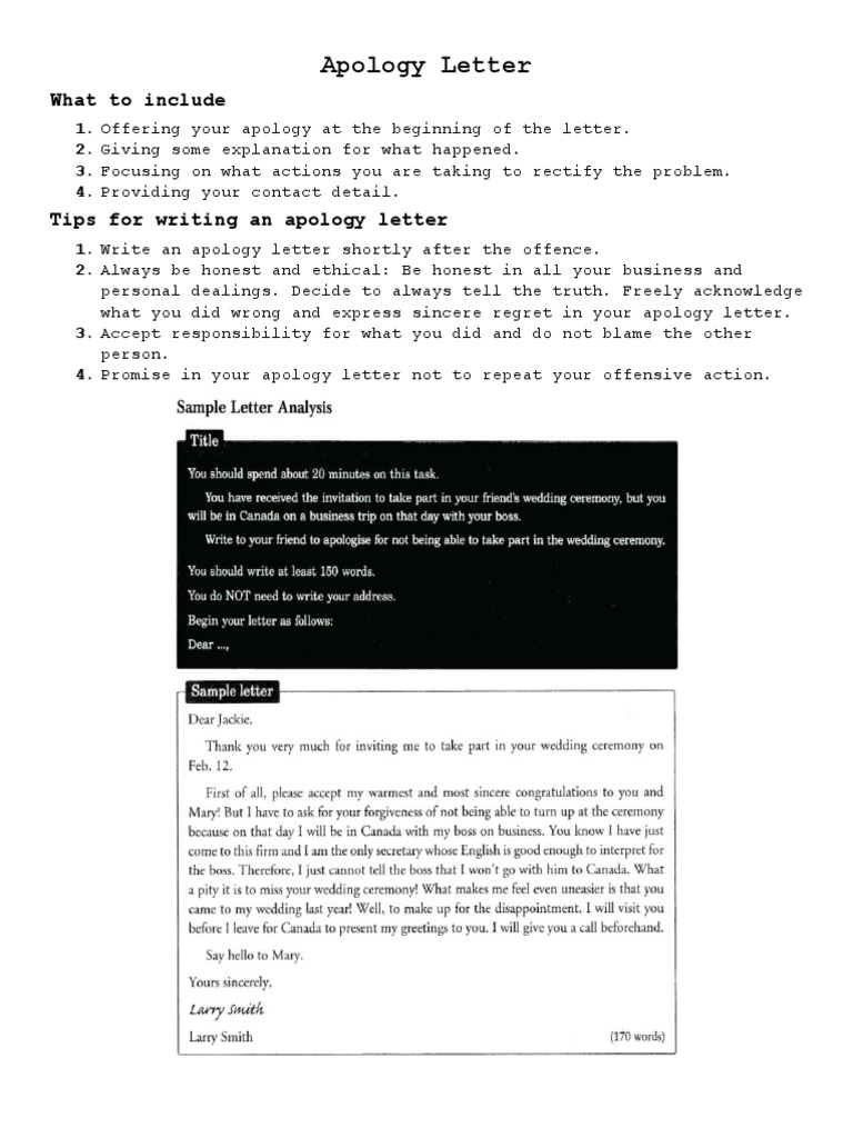 Apology Letter Writing Guide | PDF | Forgiveness | Clause