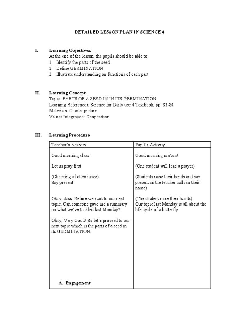 Detailed Lesson Plan in Science 4 | PDF | Seed | Embryo