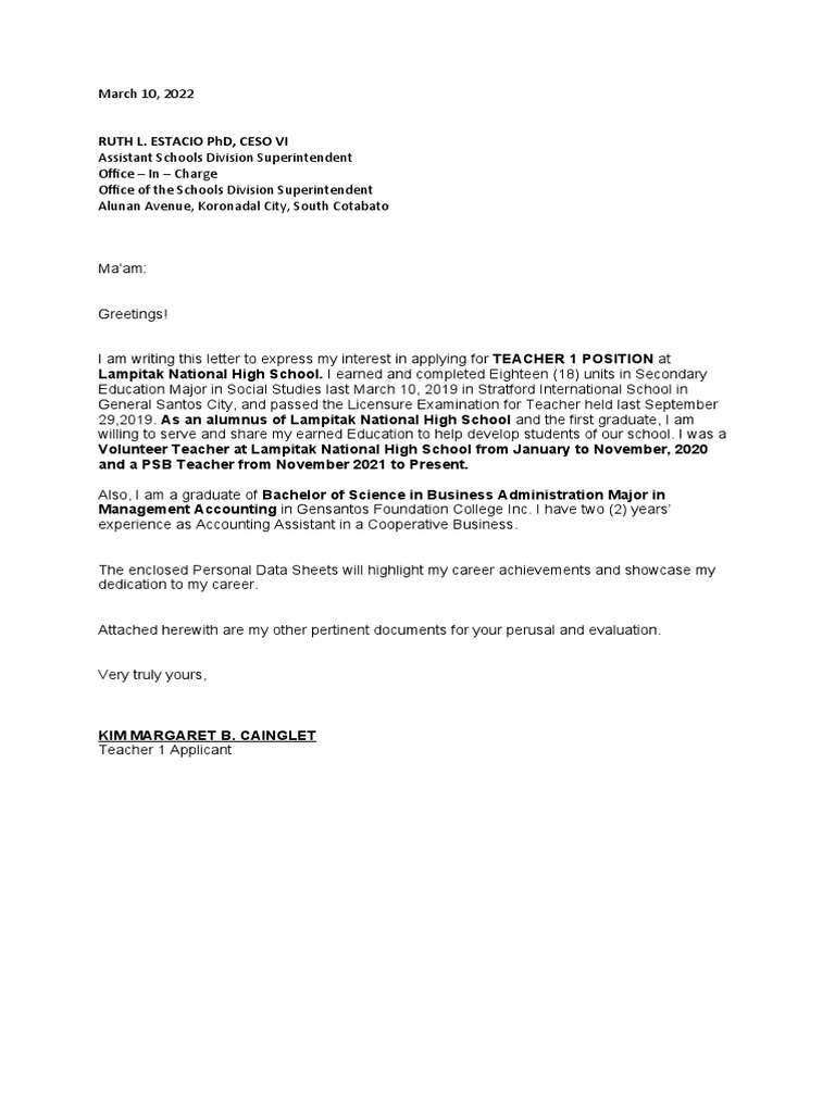 Letter of Intent Application | PDF | Career & Growth | Business