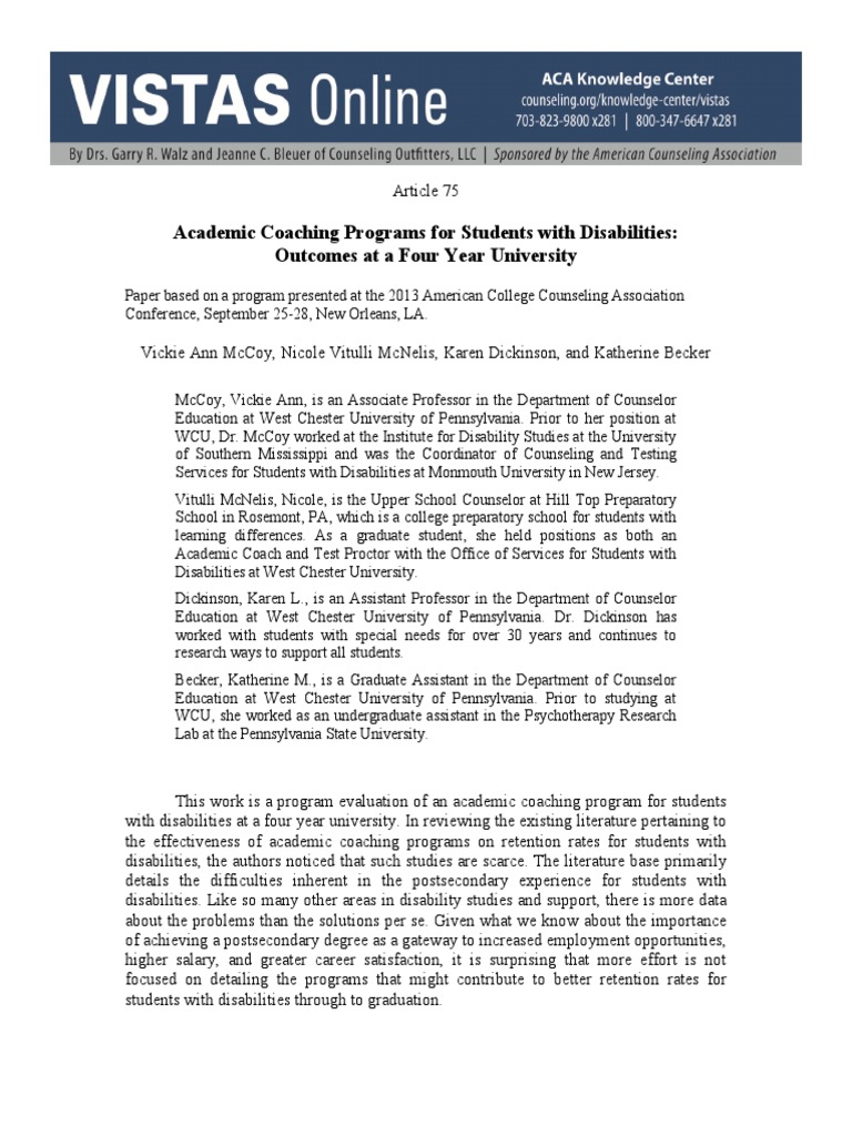 Academic Coaching Programs For Students With Disabilities Pdf