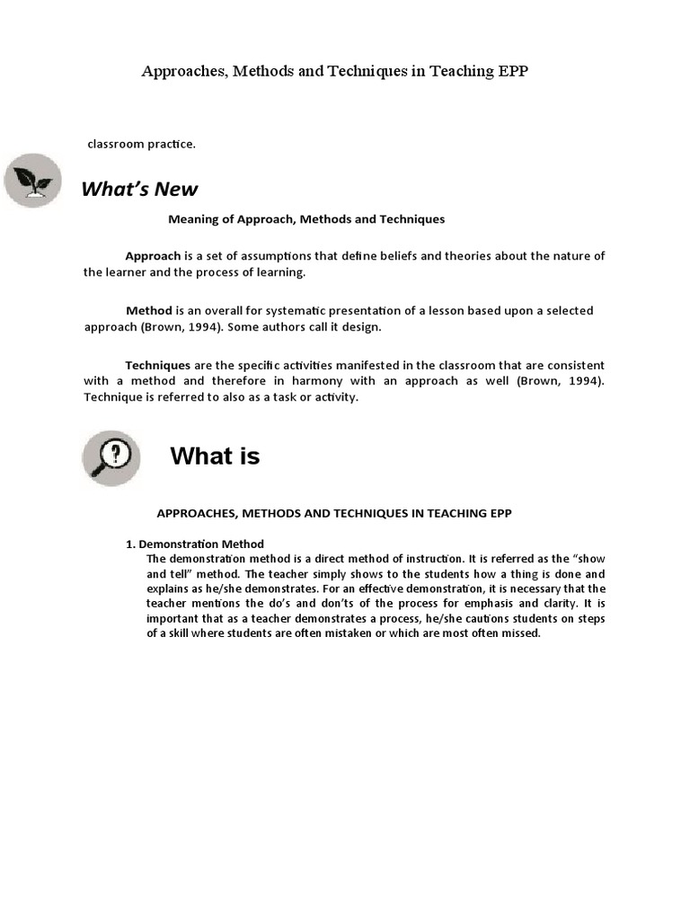 Approaches, Methods and Technique EPP | PDF | Learning | Teachers