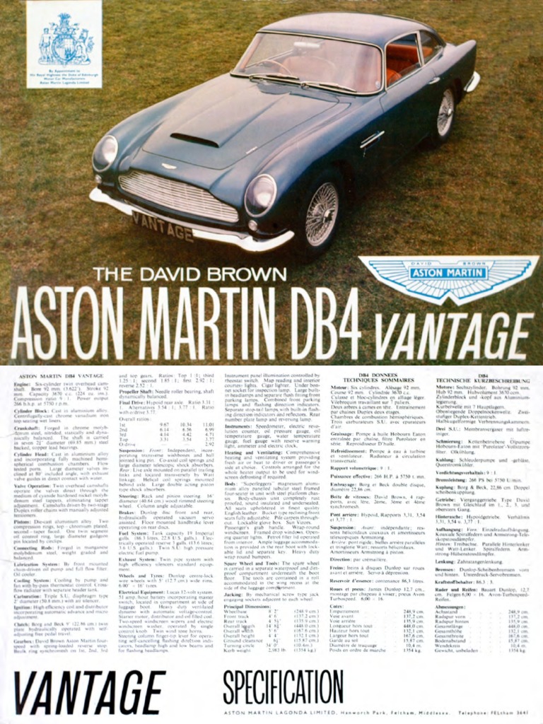 Aston Martin - Int DB4 - 1960-Vantage | PDF
