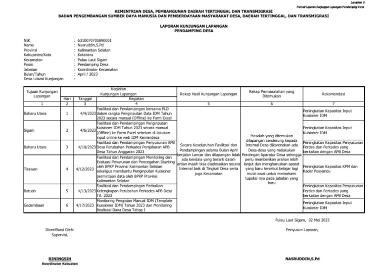 Kunlap Sesuai Form Lampiran SOP 2023 - 1 | PDF