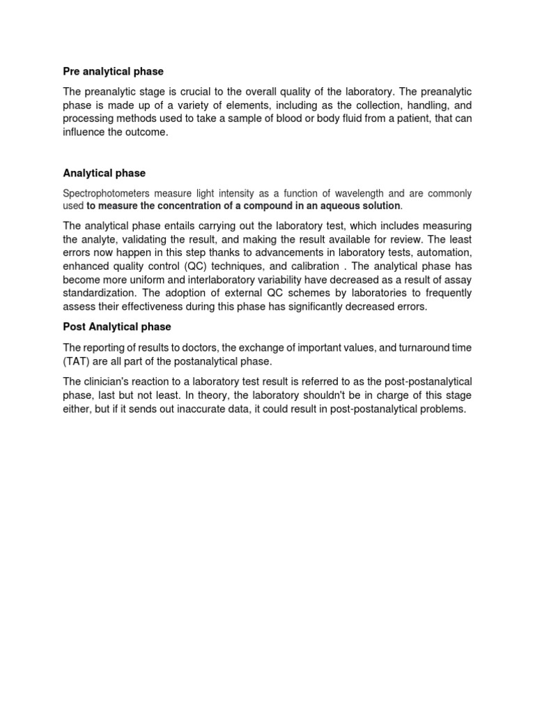 Pre Analytical Phase | PDF