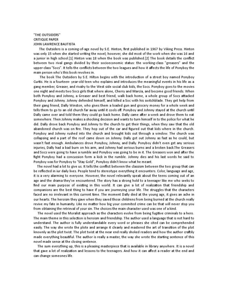 THE OUTSIDERS-WPS Office | PDF | Social Science | Mystery, Thriller ...