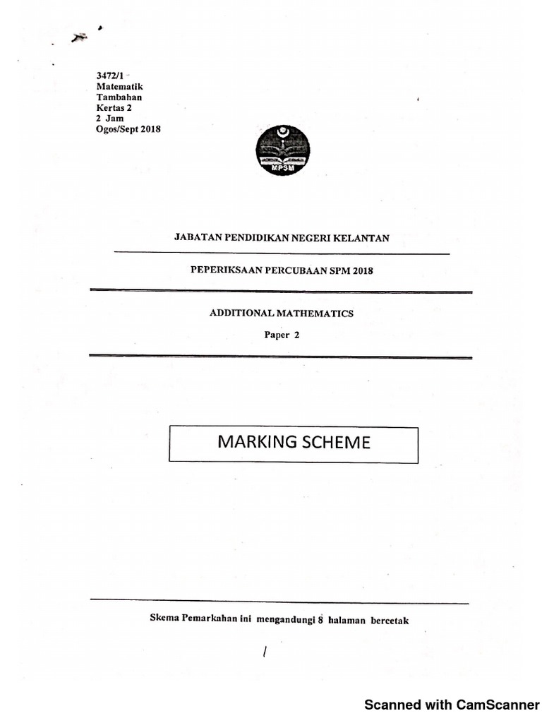 Add Math Kelantan Trial 2018 | PDF