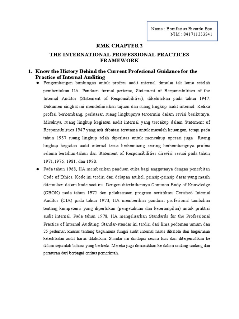 Sejarah dan Struktur IPPF Audit Internal | PDF | Karier & Perkembangan ...