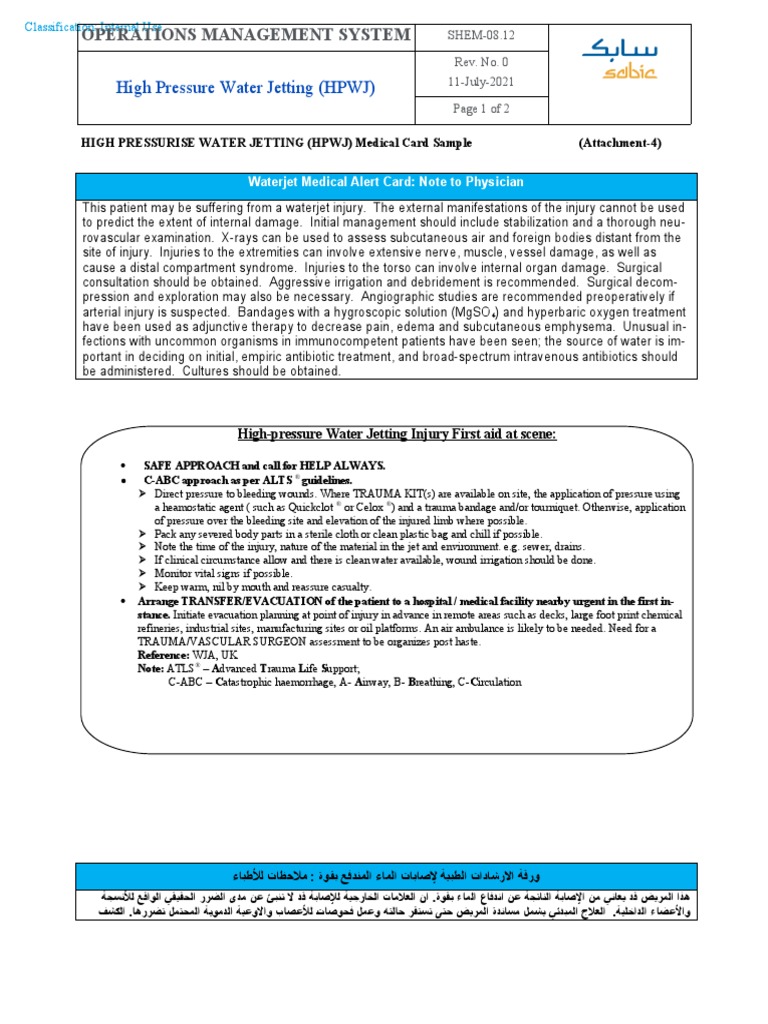 HPWJ Medical Alert Card Sample | PDF | Injury | Clinical Medicine