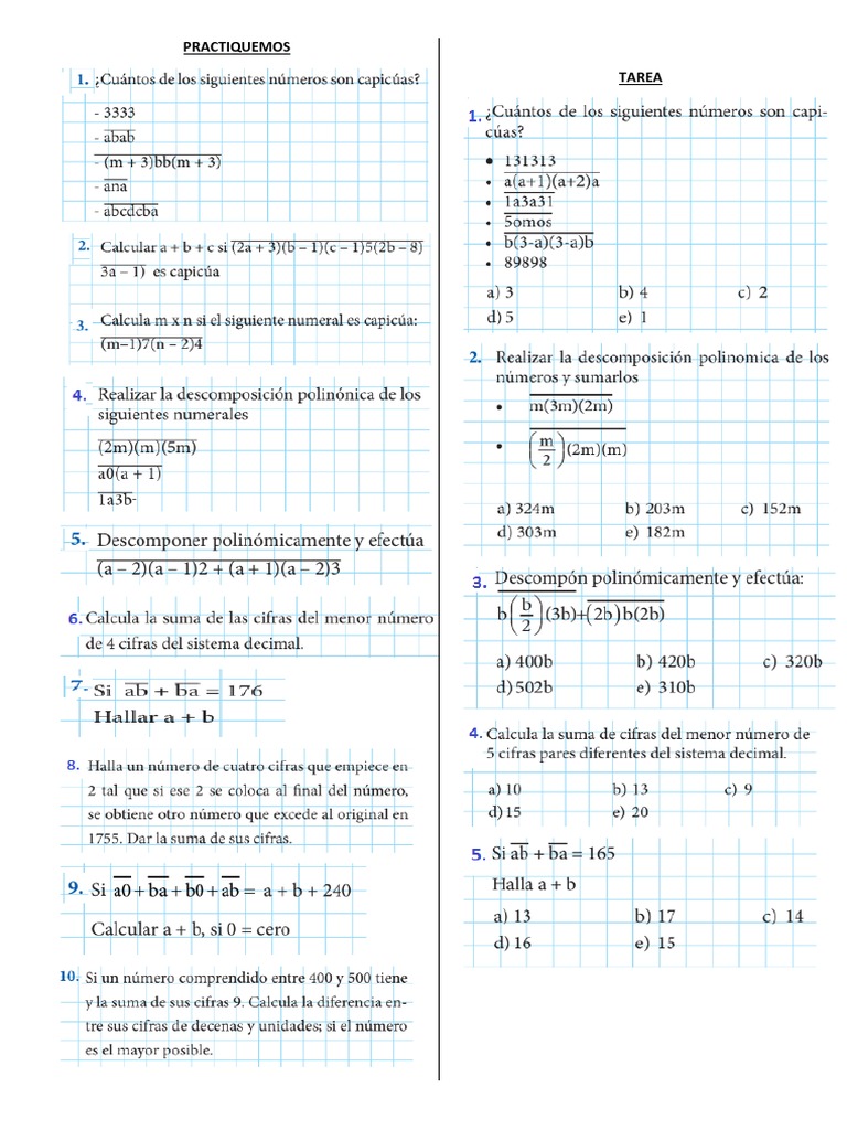 Practiquemos Num 2 | PDF
