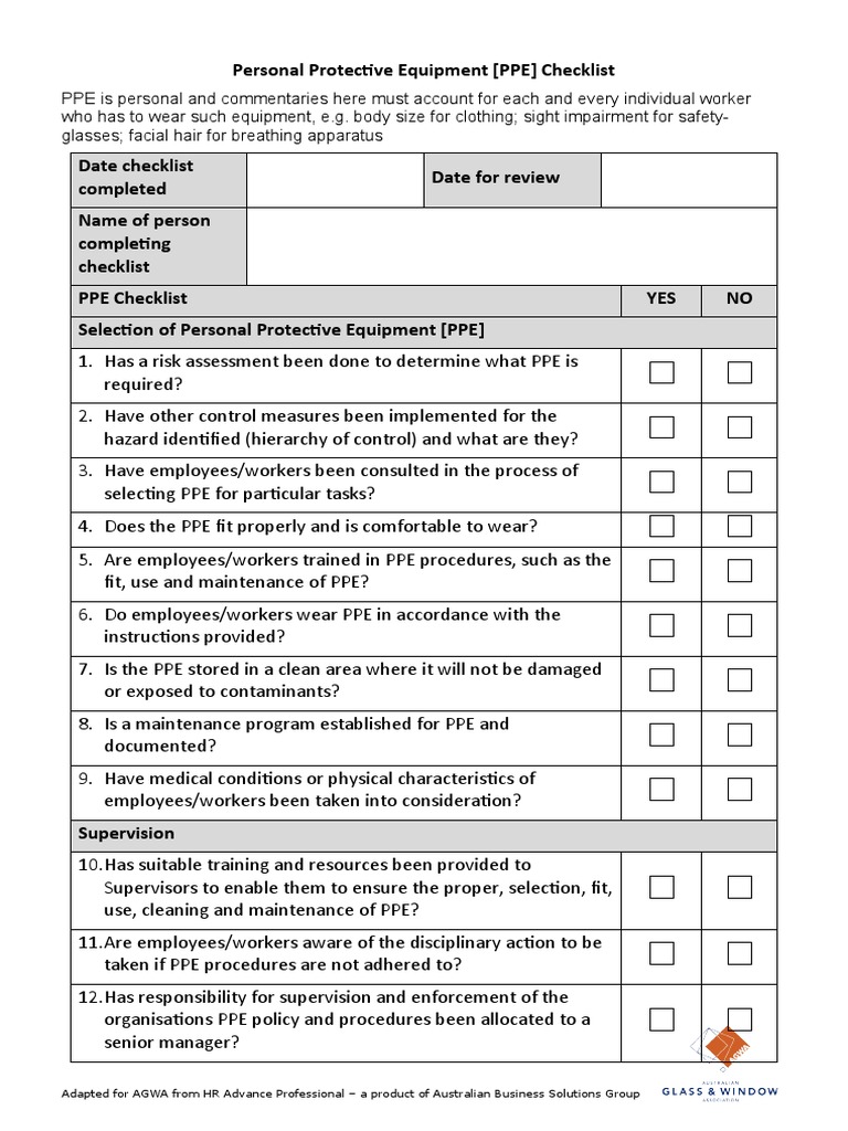 4b PPE Checklist | PDF | Personal Protective Equipment | Safety