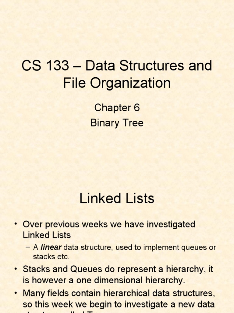 CS 133 - Data Structures and File Organization: Binary Tree | PDF | Computer Programming ...