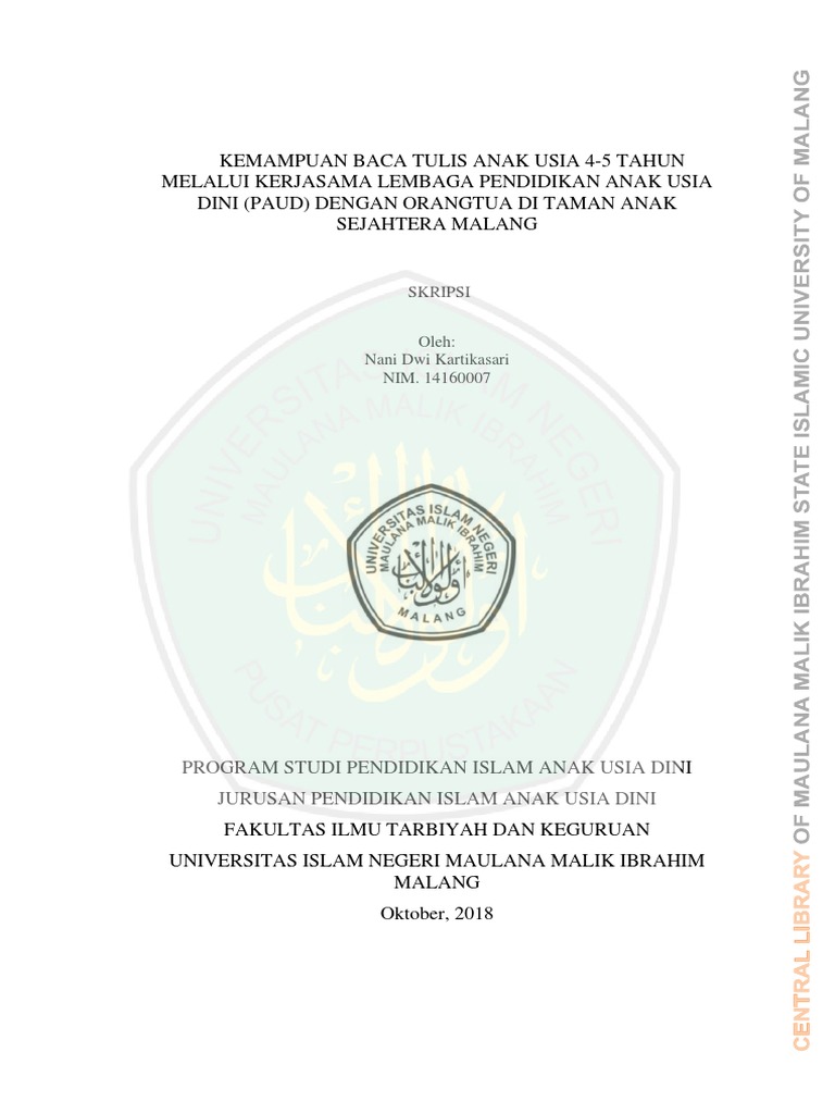 CONTOH LAPORAN CALISTUNG | PDF