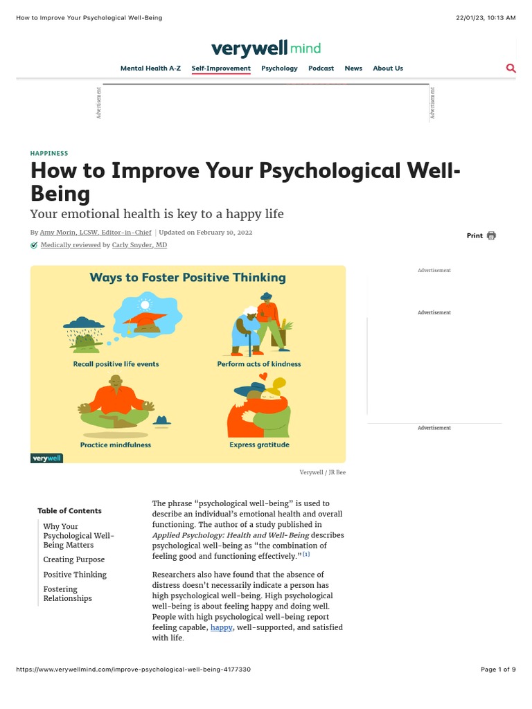 How To Improve Your Psychological Well-Being | PDF | Gratitude ...
