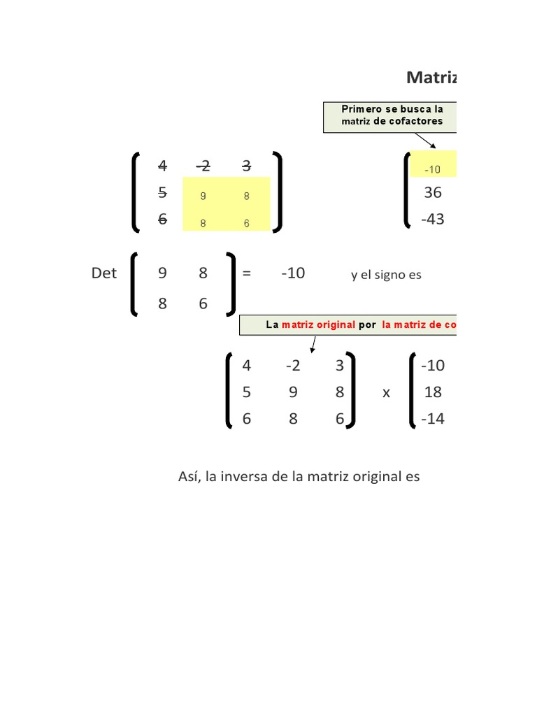 Cálculo de la inversa de una matriz 3x3 a través de la determinante y ...