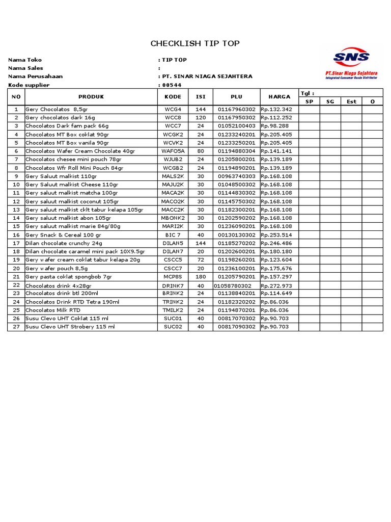 Checklish Tip Top | PDF