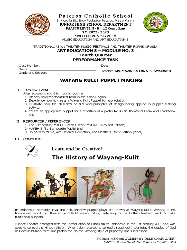 Pateros Catholic School: The History of Wayang-Kulit | PDF