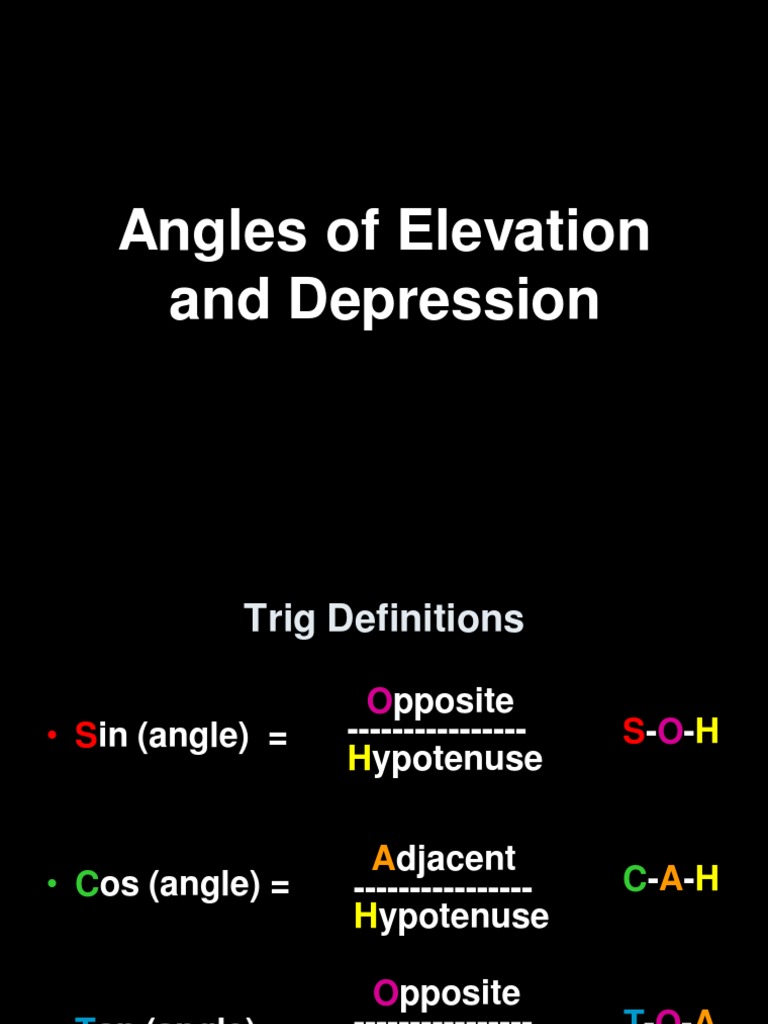 Angles of Elevation and Depression | PDF | Trigonometric Functions | Trigonometry
