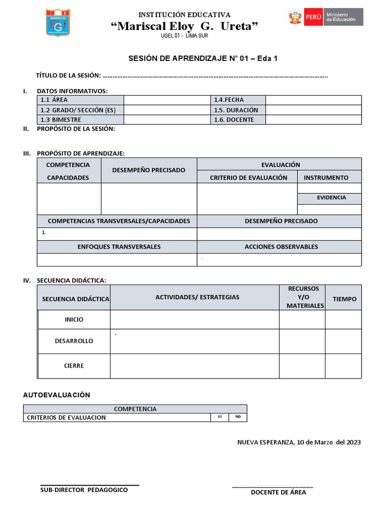 Formato de Sesion de Aprendizaje | PDF Formato de Sesion de Aprendizaje | PDF