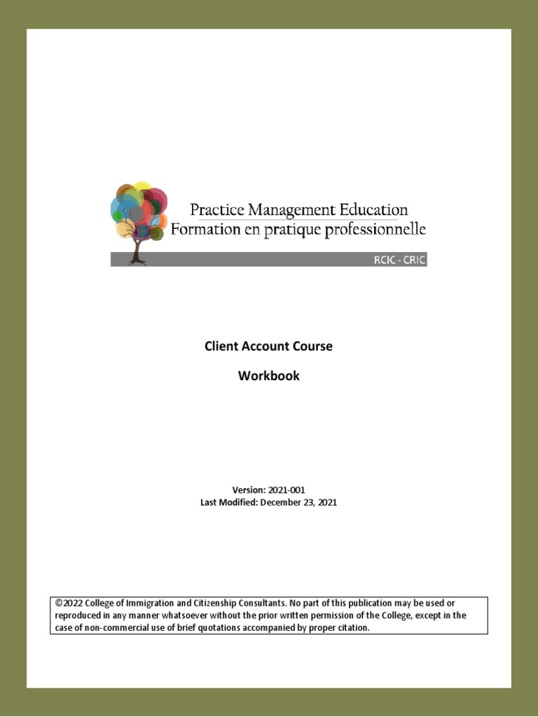 Client Account Course Workbook: Version: 2021-001 Last Modified ...