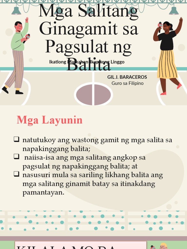 Salitang Ginagamit Sa Pagsulat NG Balita | PDF
