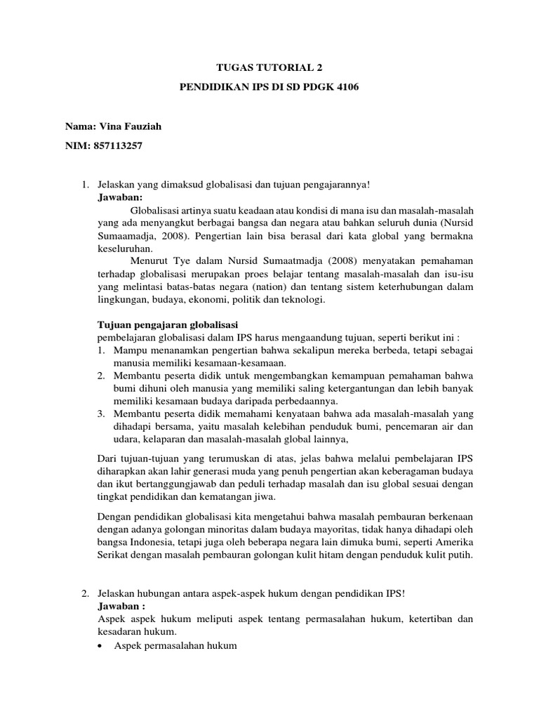 Tugas Tutorial 2 Pendidikan Ips Di SD | PDF