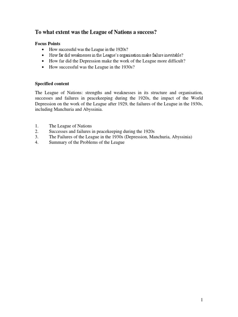 2 League of Nation NOTES IGCSE | PDF | Disarmament | League Of Nations