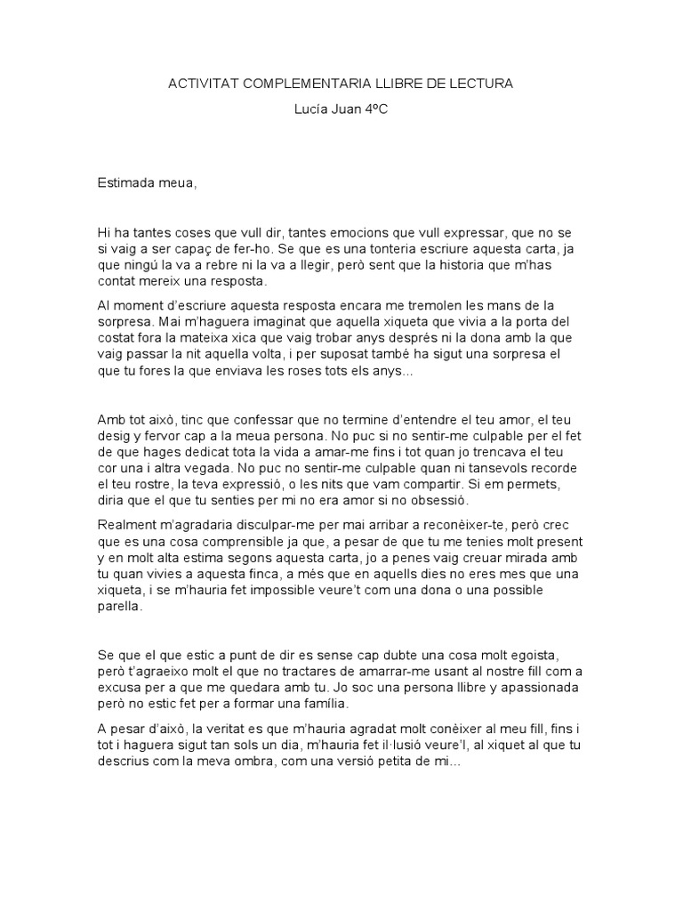 Activitat Complementaria Llibre de Lectura | PDF