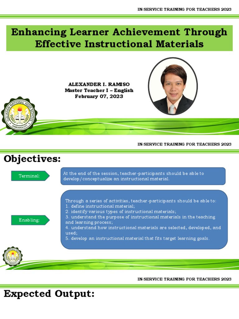 COURSE 6 - Enhancing Learners' Interest Through Effective Instructional Materials | PDF ...