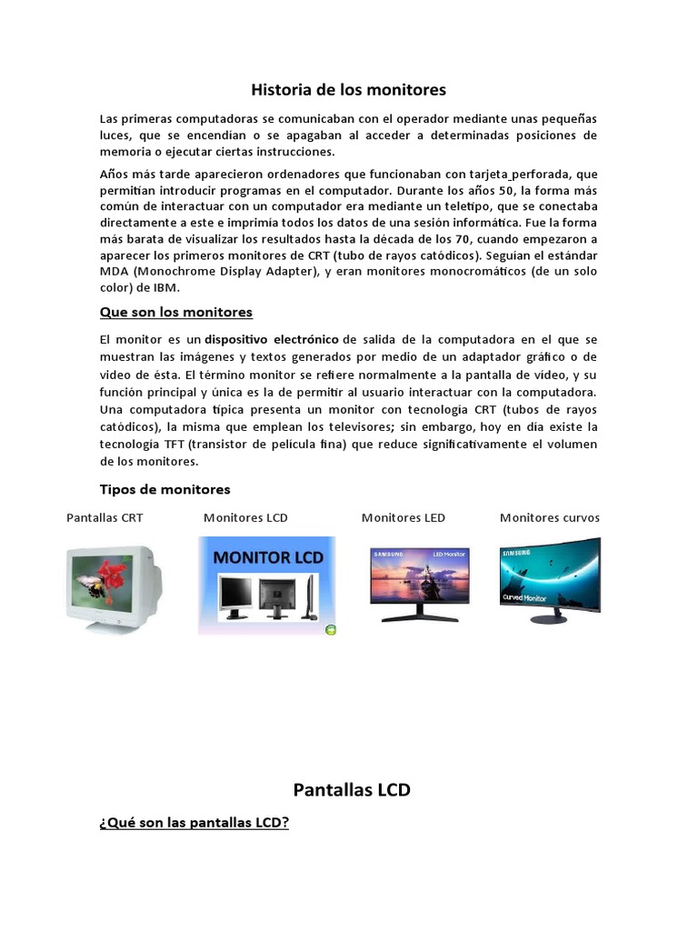 Historia de Los Monitores | PDF | Monitor de computadora | Pantalla de ...