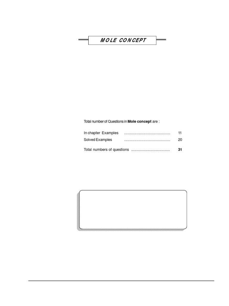 Mole Concept: Key Examples & Solutions | PDF